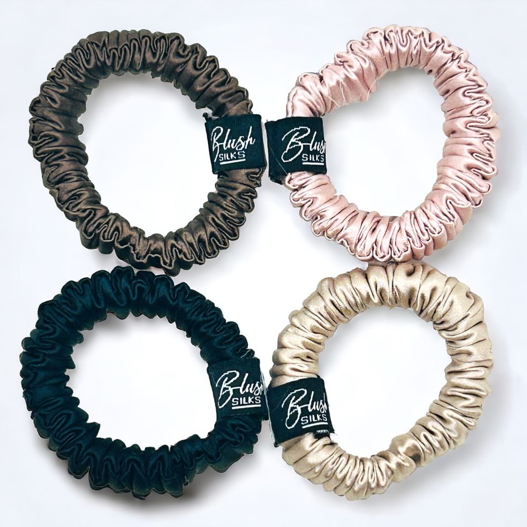 NEW Blush Silks Micro Mini Scrunchie Set - 4 Piece Set